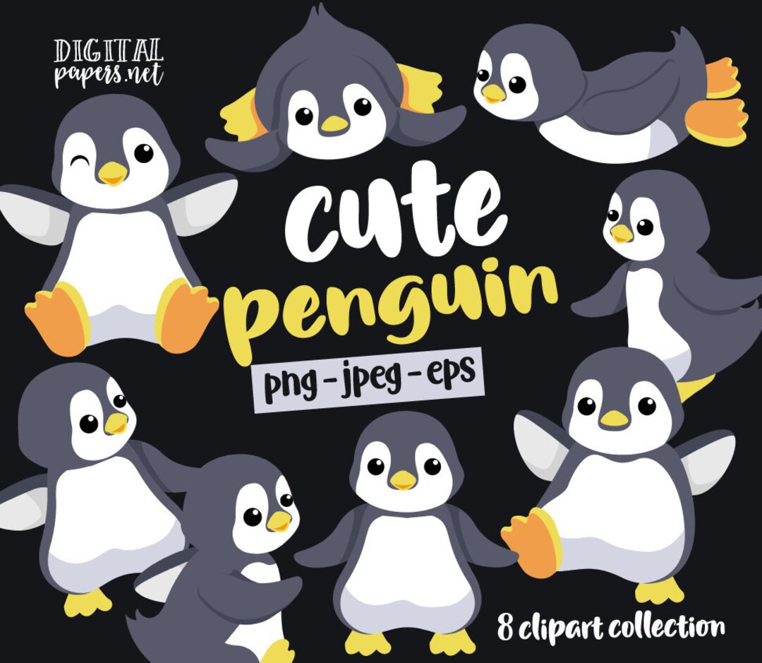 Penguin Clipart, Winter Animals Clip Art, PNG, Vector EPS Clipart ...