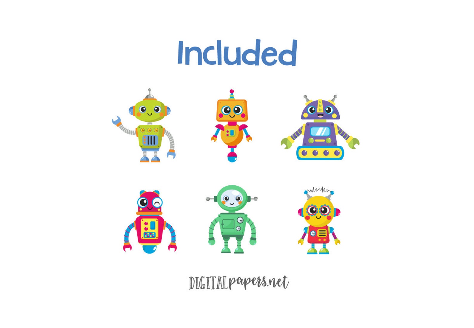 Cute Robots Clipart Robot Clipart Toy Clip Art COMMERCIAL - Etsy UK