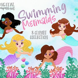 Mermaid Clipart, Under the Sea Clipart, Seaweed Clipart, Mermaid Party ...
