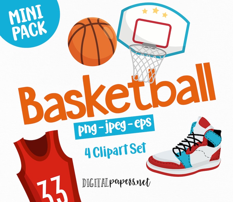 Basketball Clipart Sports Party png clipart eps vector | Etsy