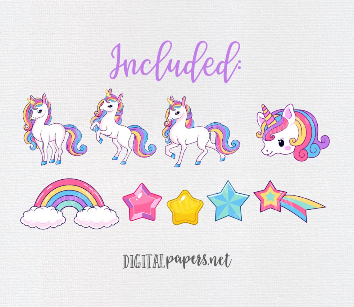 Unicorn Clipart Rainbow Clip Art png Unicorn Face Clip Art | Etsy
