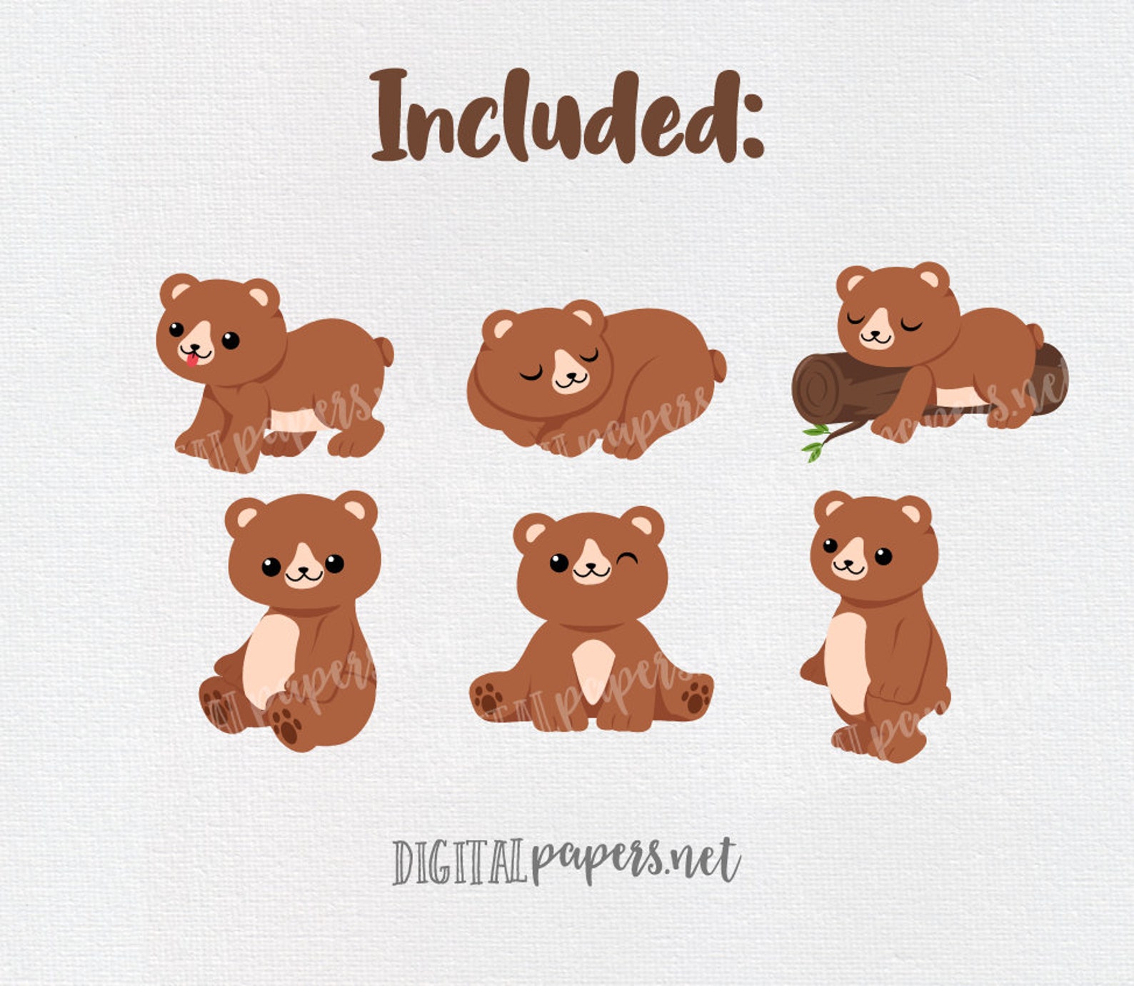 Bear Clipart Woodland Clip Art Bear Graphics Forest | Etsy