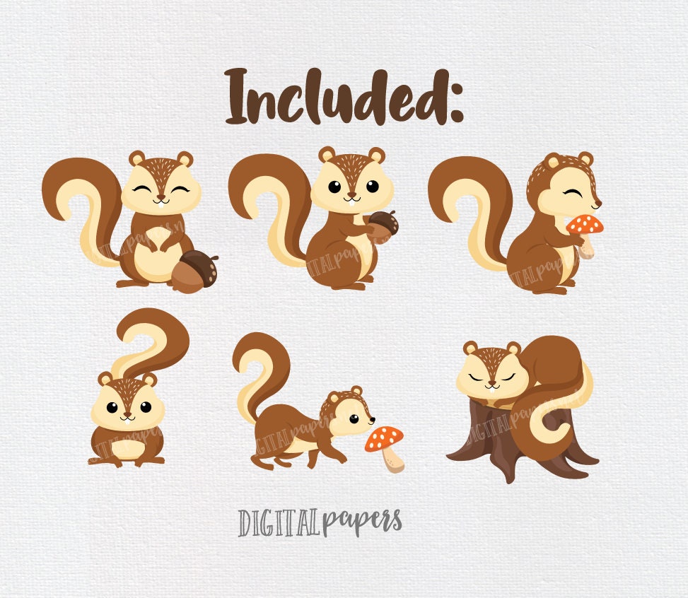 Squirrel Clipart, Woodland Animals, Fall Graphics, Woodland Clipart ...