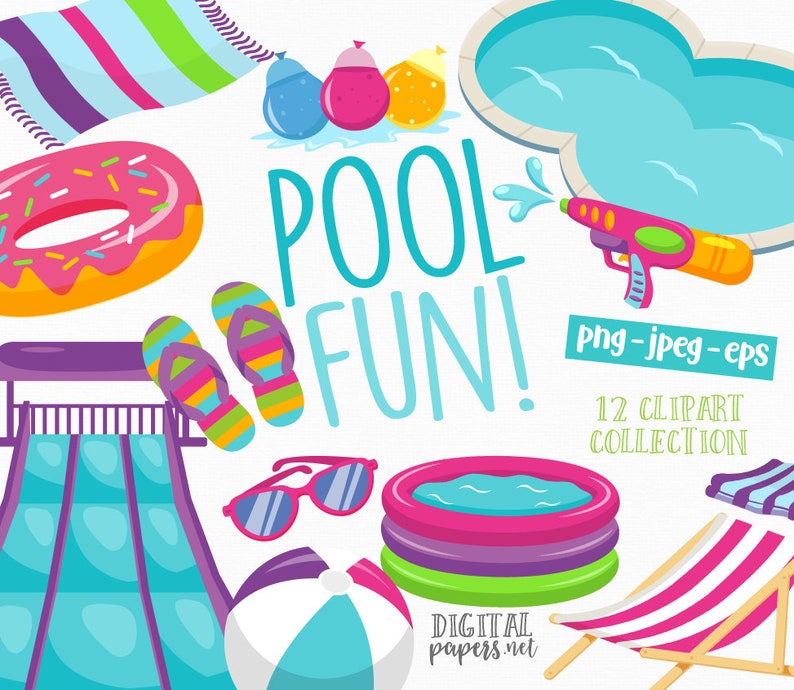 Pool Clipart Pool Party Clip Art Png Clipart Float Clipart - Etsy