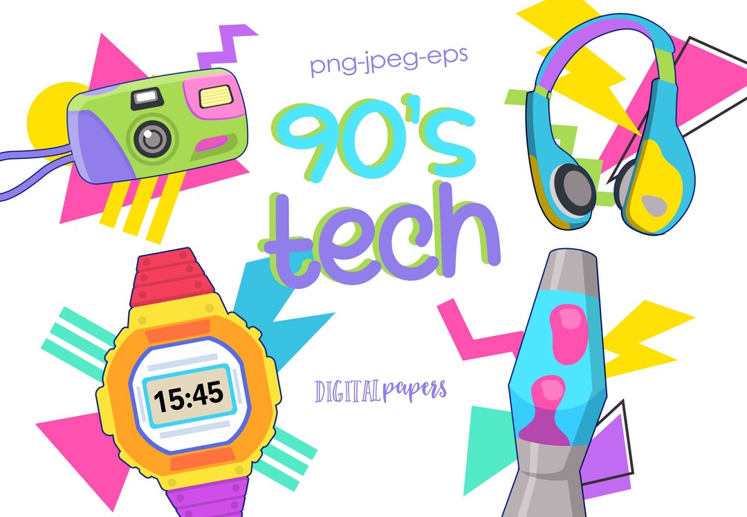 90s Tech Clipart, 90s Party, Nostalgia, Retro Clipart, Photo Camera ...