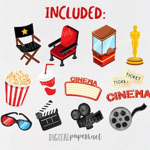 Movie Night Clipart: Cinema Graphics, PNG, EPS (digital Download) - Etsy
