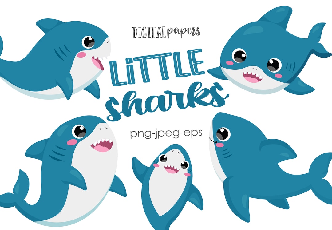 Shark Clipart: Summer Beach Party Graphics (INSTANT DOWNLOAD) - Etsy