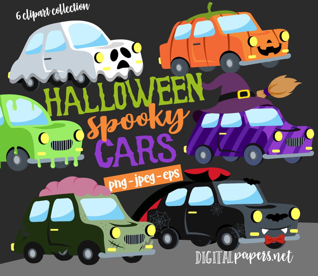 Halloween Cars Clipart, Halloween Birthday Parade, Png Clipart, Eps ...