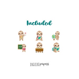 School Sloth, Back to School Clipart, Backpack, Desk, Board, Student ...