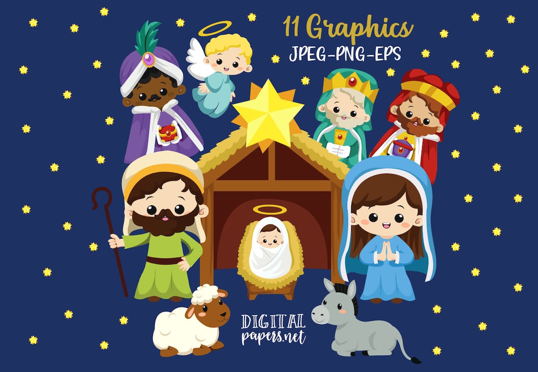 Nativity Clipart: Christmas Nativity Scene Graphics (PNG, Vector ...