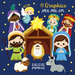 Nativity Clipart, Christmas Clip Art, Nativity Scene, Commercial Use ...
