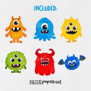 Little Monster Clipart, Monsters Clip Art, EPS File, PNG Clipart ...
