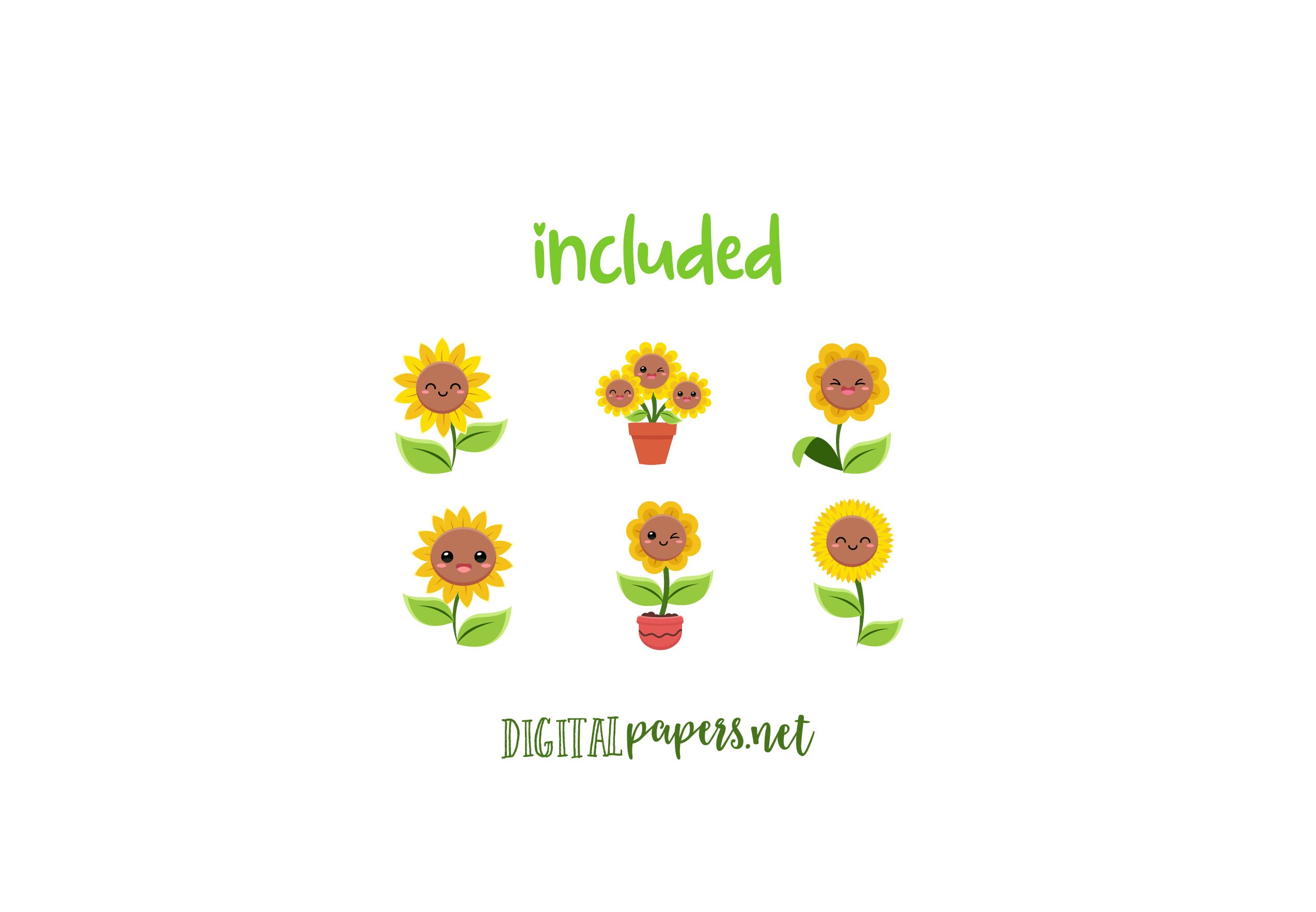 Sunflower Clipart, Flower Clipart, Garden Clipart, Kawaii Flower ...