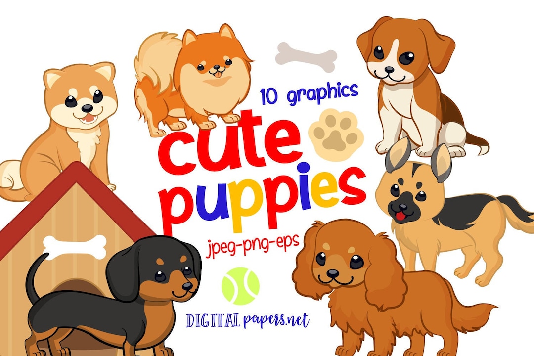 Dog Clipart, Puppy Clipart, Puppy Party, Cute Puppy, Dog Party, Puppies ...