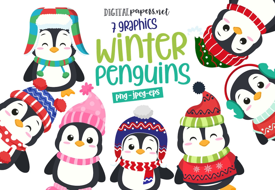Winter Penguin Clipart, Winter Animals, Winter Clip Art, Cute Penguin ...
