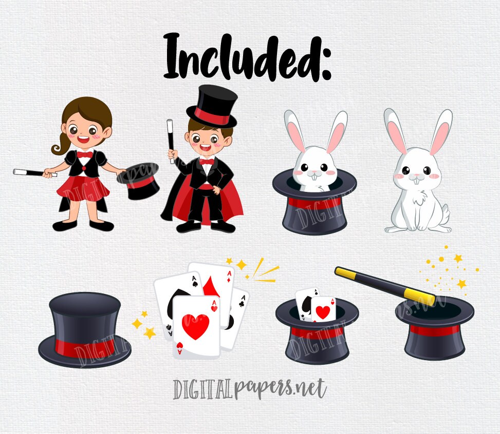 Magician Show Clipart: Magic Graphics (PNG, JPEG, EPS) - Commercial Use ...