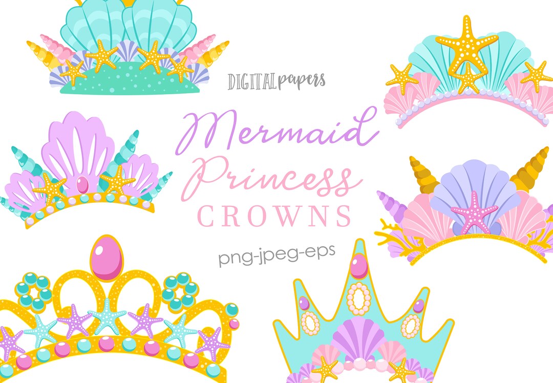 Mermaid Princess Crown, Crown Clipart, Mermaid Clipart, Under the Sea ...