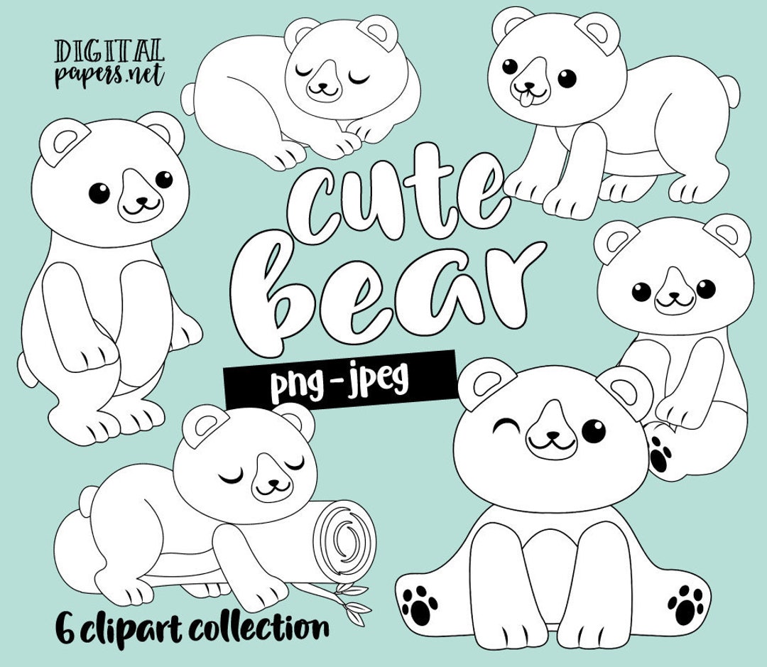 Bear Clipart Outlines, Woodland Clip Art, Bear Graphics, Forest Clipart ...