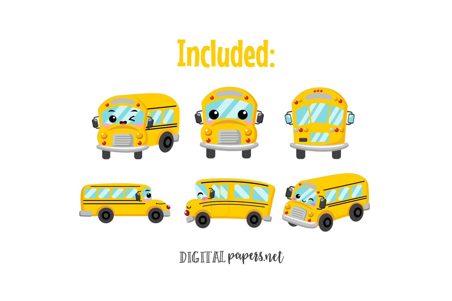 Yellow School Bus Clipart: Back to School Graphics (PNG, Vector, EPS ...