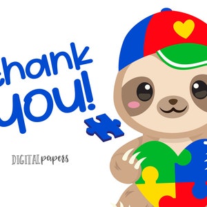 Autism Awareness Clipart, Autism Puzzle, Ribbon, Sloth, Dinosaur, Llama ...