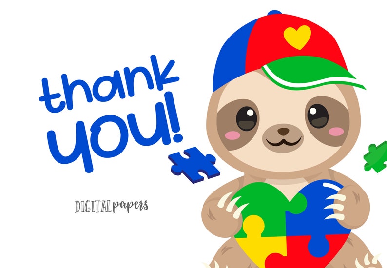 Autism Awareness Clipart Autism Puzzle Ribbon Sloth - Etsy
