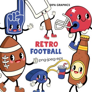 Retro Football Clipart: PNG, EPS, JPEG (commercial Use) - Etsy
