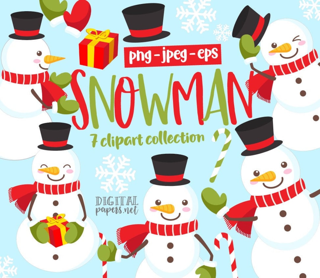 Snowman Clipart, Christmas Clip Art, Snow Man Graphics, Winter Clipart ...