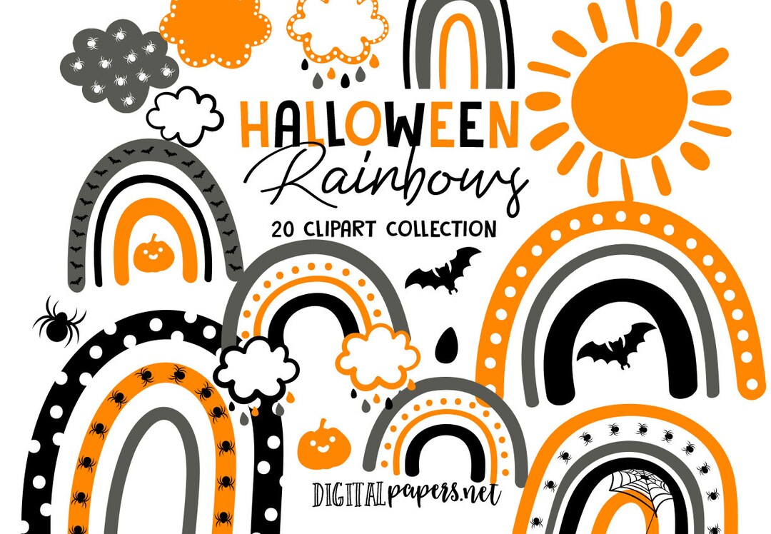 Halloween Rainbow Clipart, Modern Rainbow PNG Clipart, Rainbow Party ...