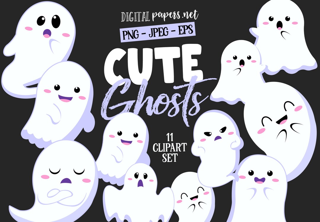 Cute Ghost, Halloween Clipart, Not so Scary, Ghost Clipart, Kawaii ...