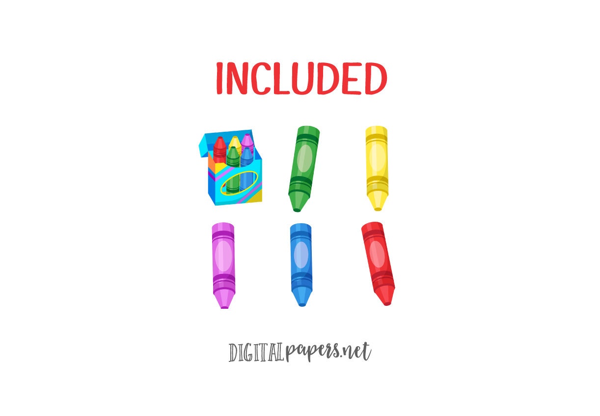 Crayon Clipart: School Supplies, PNG, Vector (commercial Use, Instant ...