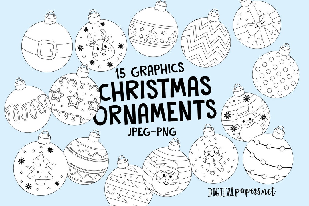 Christmas Ornaments Outlines Clipart, Christmas Resources, Christmas ...