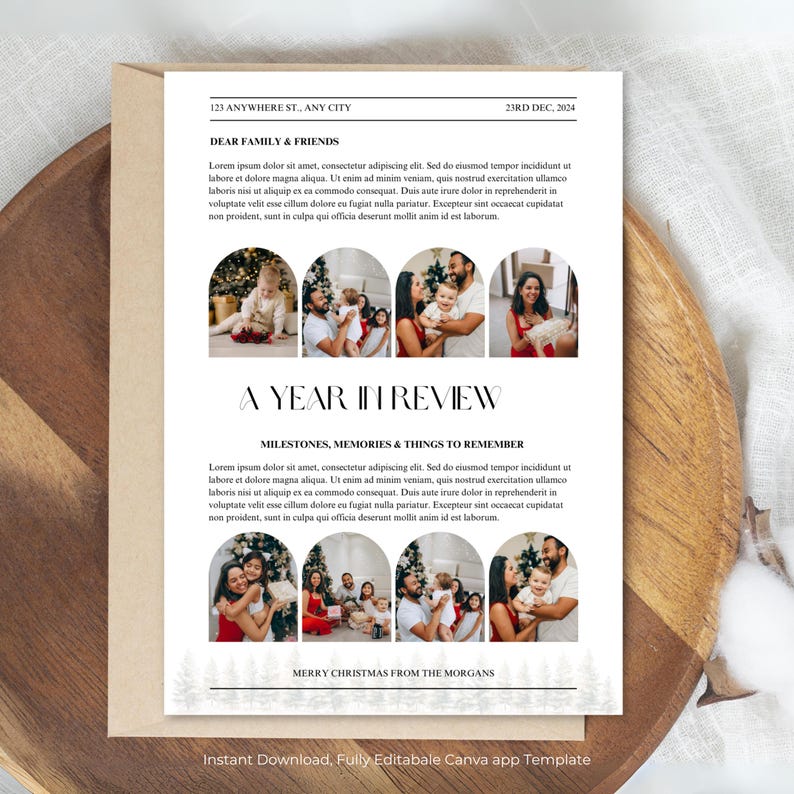 Christmas Newsletter Template Editable, Year in Review Christmas Card ...