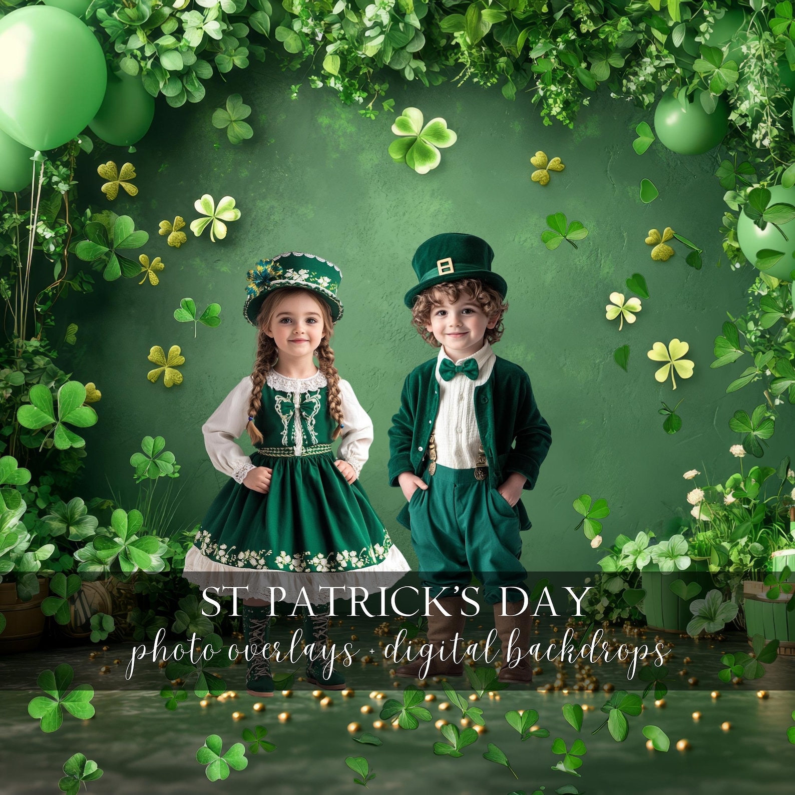 St Patrick's Day Shamrock Photoshop Overlays and Backgrounds, Fine Art ...