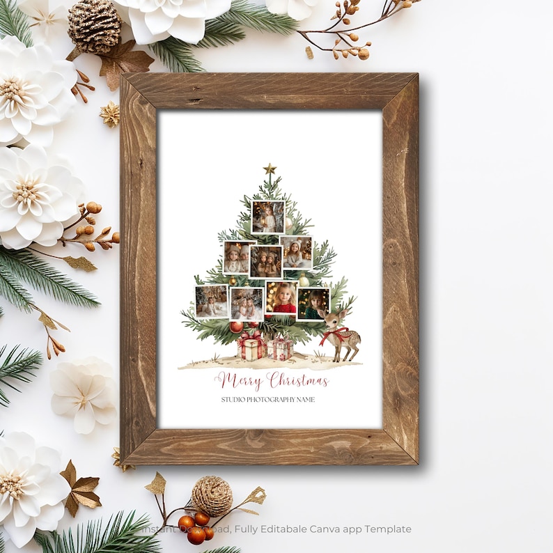 Christmas Tree Photo Collage Template: Editable Holiday Poster (digital ...