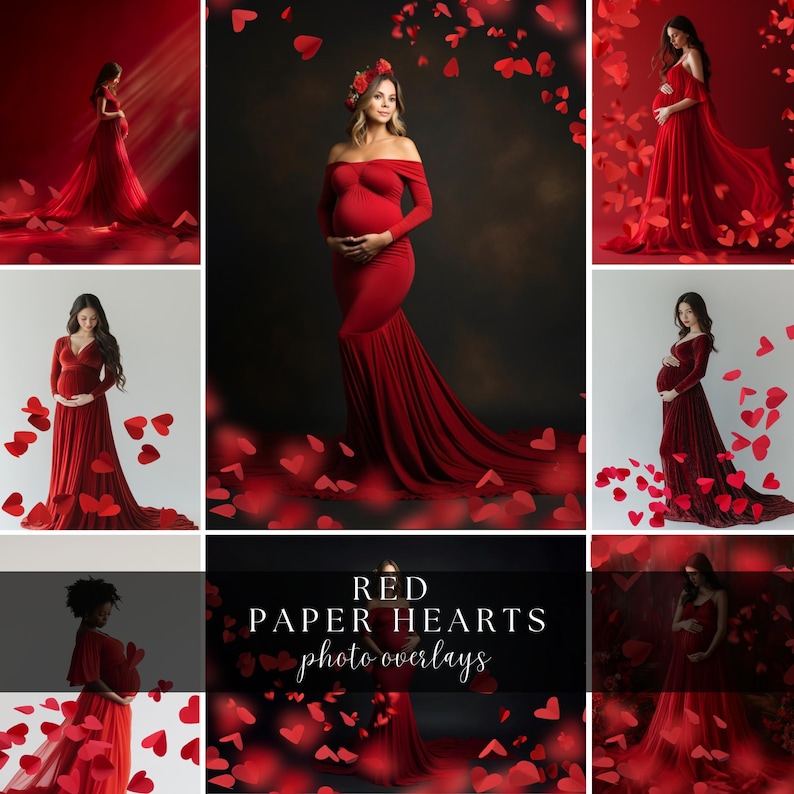 Red Paper Hearts Photo Overlays: Valentine & Maternity Photography ...