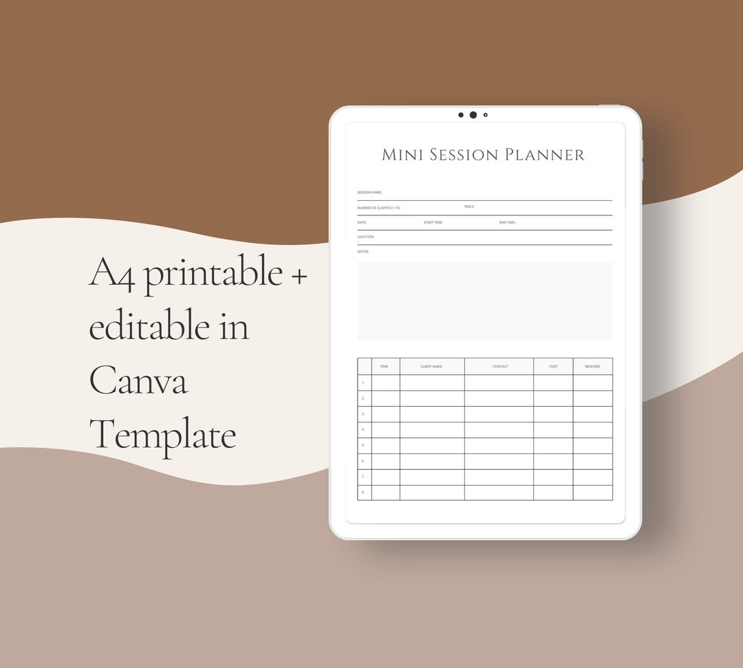Mini Session Planner Printable for Photographers, Editable in Canva ...