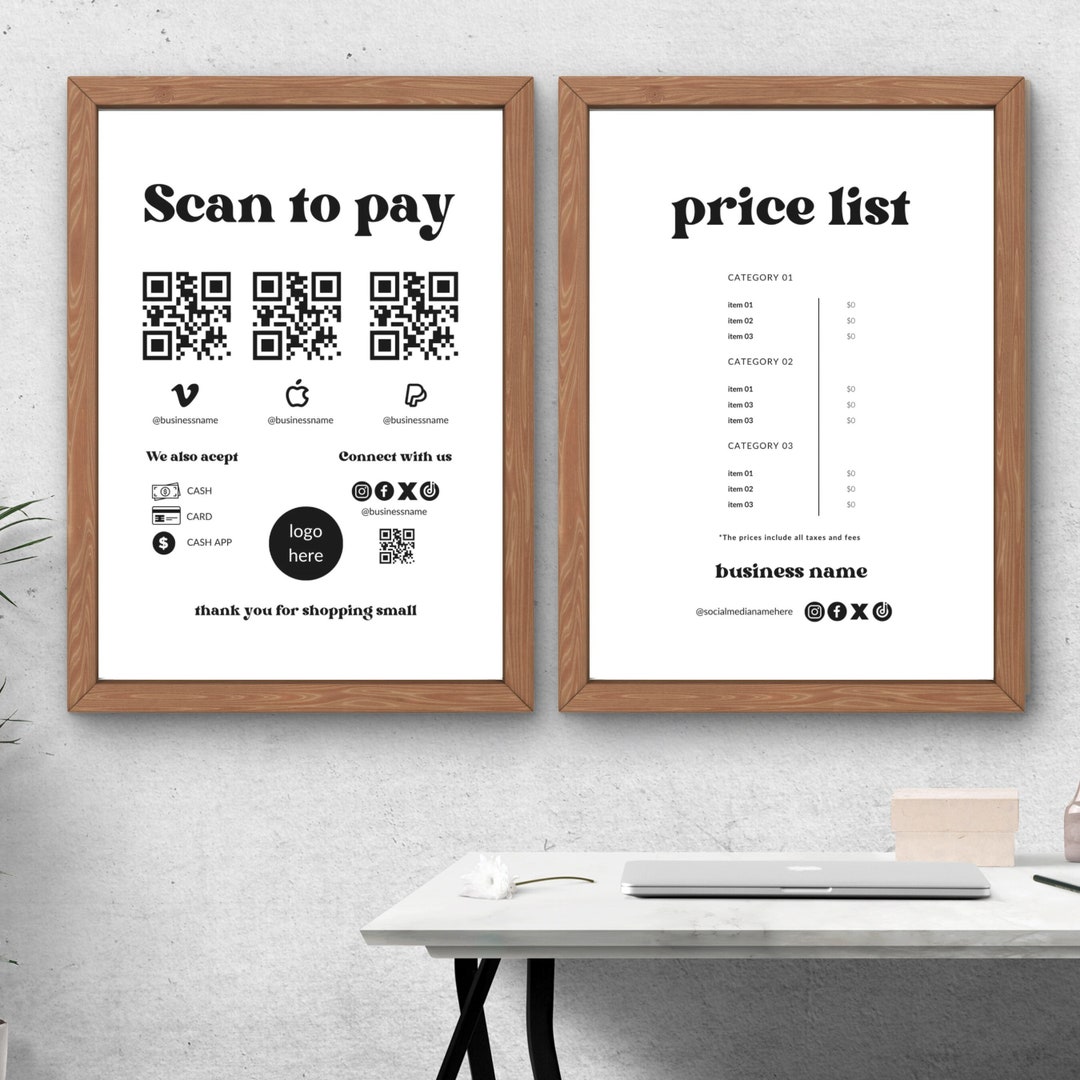 Price List Template Scan to Pay QR Code Sign Template Beauty Salon Nail ...