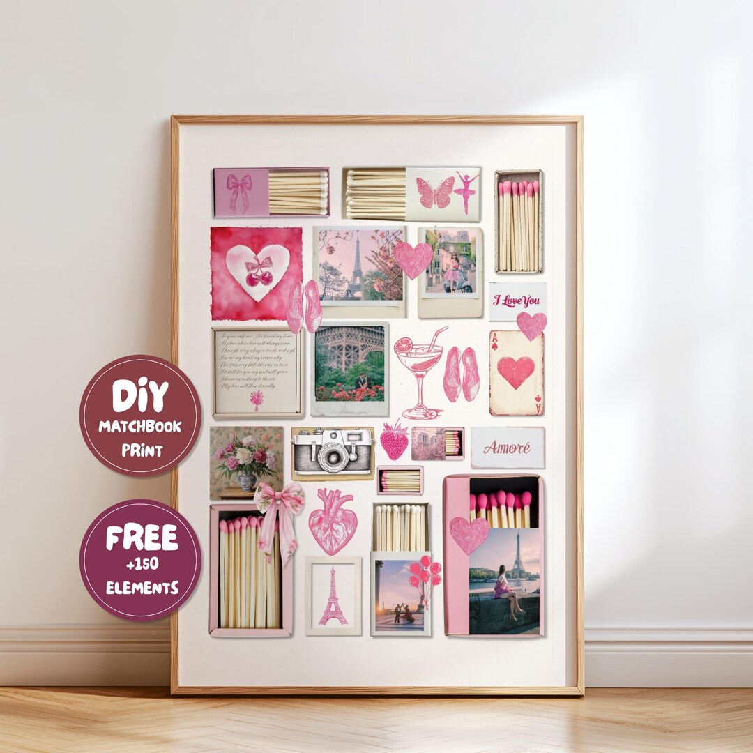 Pink Matchbox Digital Download DIY Canva Template Personalized ...