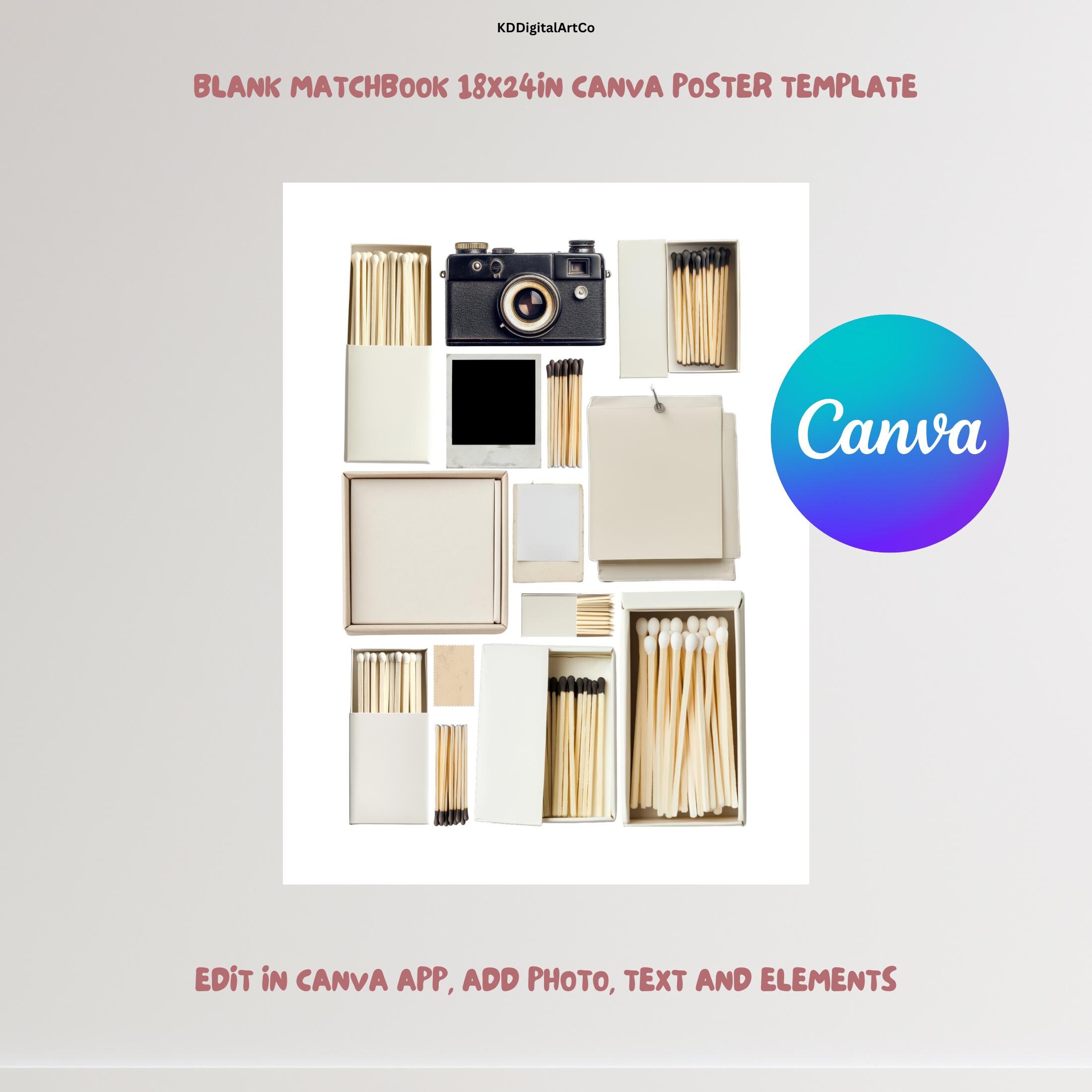 Blank Matchbox Digital Download, Personalized Matchbook Art, Blank ...