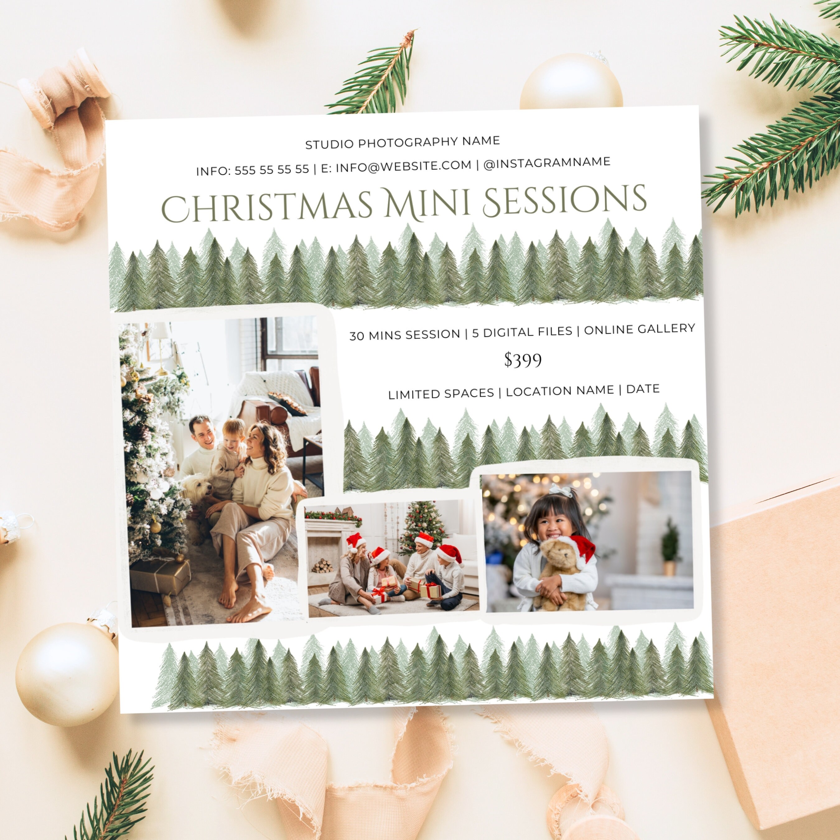 Christmas Mini Session Template for Photographers, Christmas Tree Farm ...