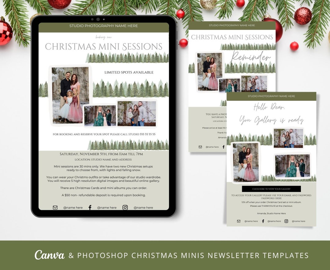 Christmas Email Newsletter Canva and Photoshop Template for ...