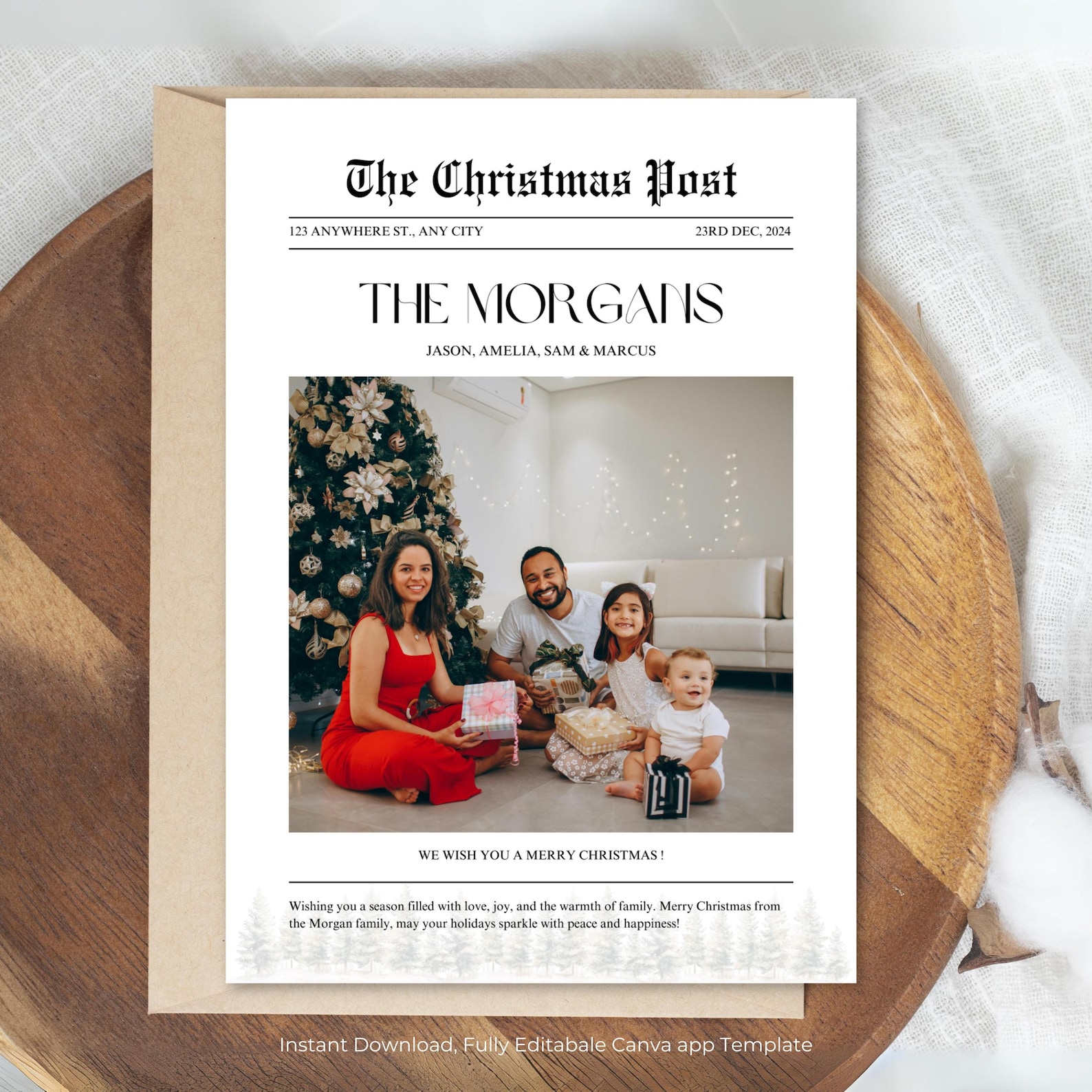 Christmas Newsletter Template Editable, Year in Review Christmas Card ...