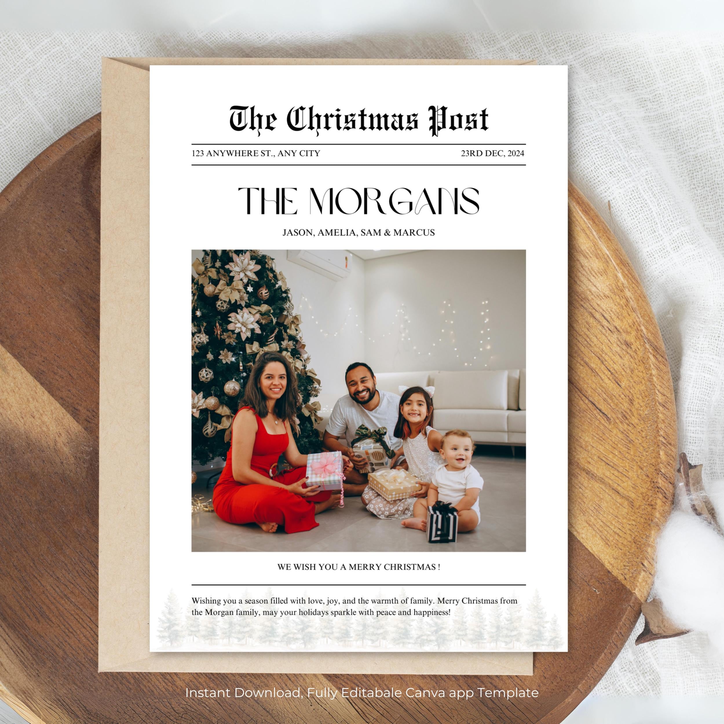 Editable Christmas Newsletter Template: Year in Review Card (digital ...