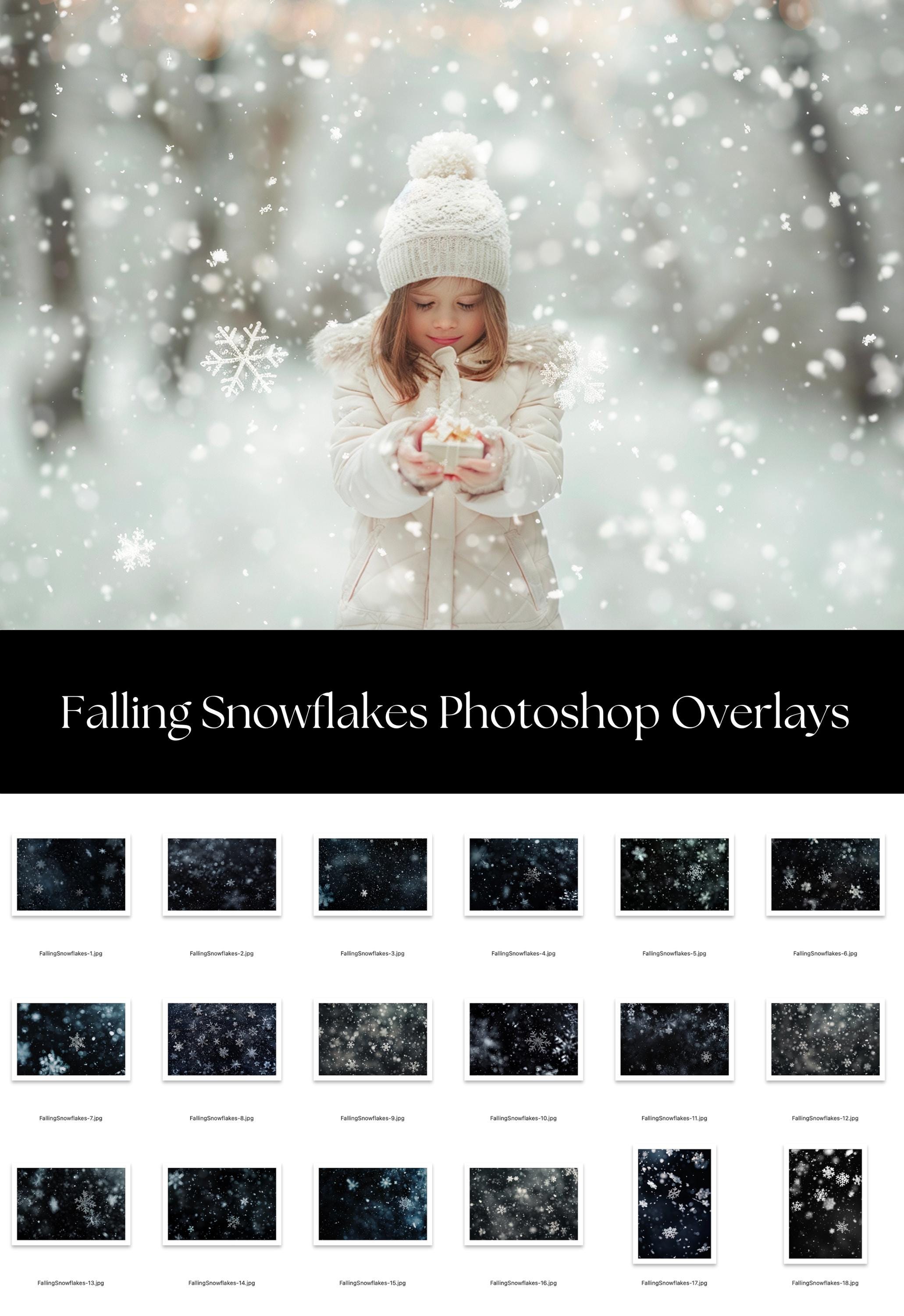 Falling Snowflakes Photoshop Overlays for Composite Photography Snow ...