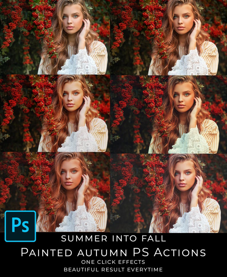 Painted Autumn Photoshop Actions Warm Photo Effect Photo Retouching ...