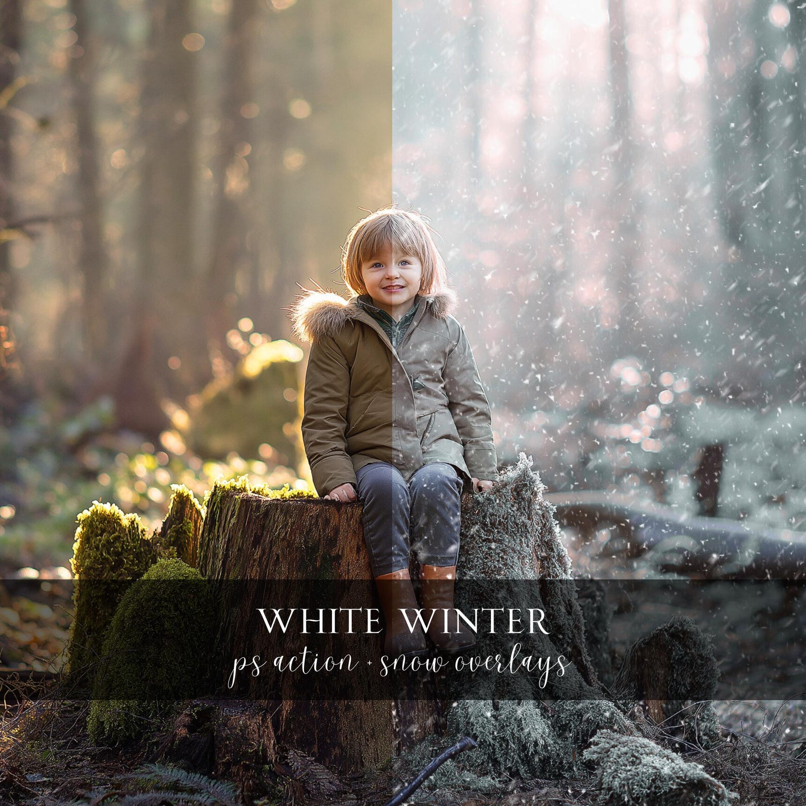 White Winter Photoshop Action Falling Snow Photo Overlays Snowflake ...