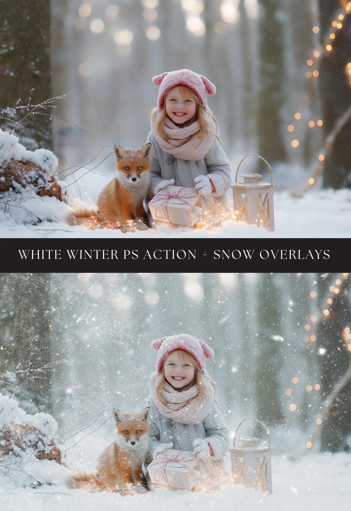 White Winter Photoshop Action Falling Snow Photo Overlays Snowflake ...