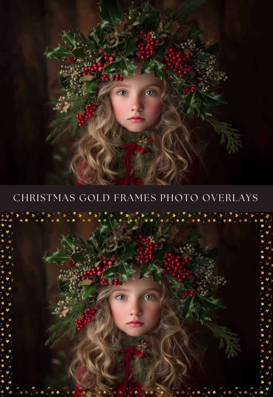 Gold Christmas Frames PNG Photo Overlays, Photoshop Overlays, Digital ...