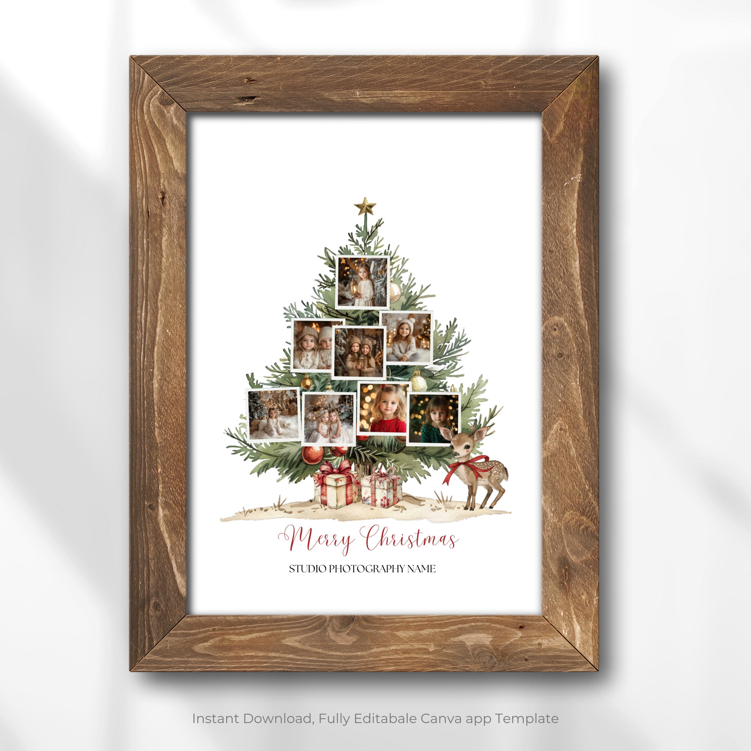 Christmas Tree Photo Collage Template: Editable Holiday Poster (digital ...