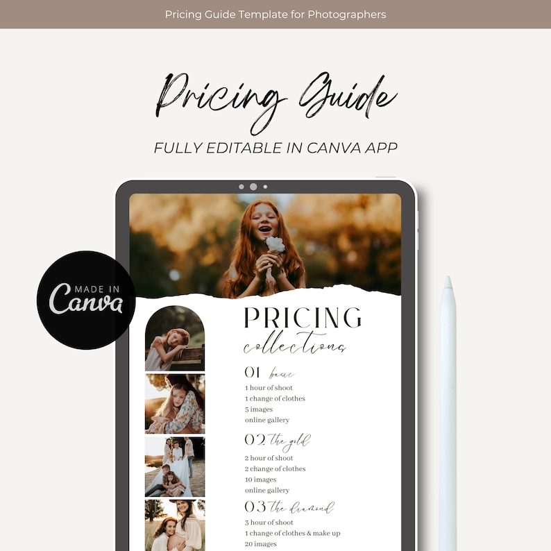 Pricing Guide Template for Photographers, Price List, Family Mini ...